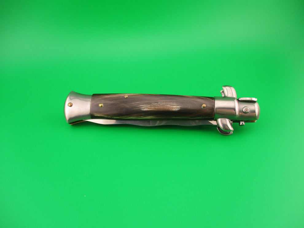 FRANK B 23cm Italian Kris Stiletto horn swivel bolster automatic knife ...