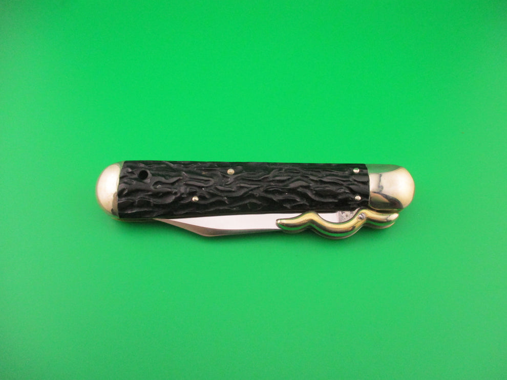 Flylock Vintage Hunter Lazy W folding guards Antique automatic knife ...