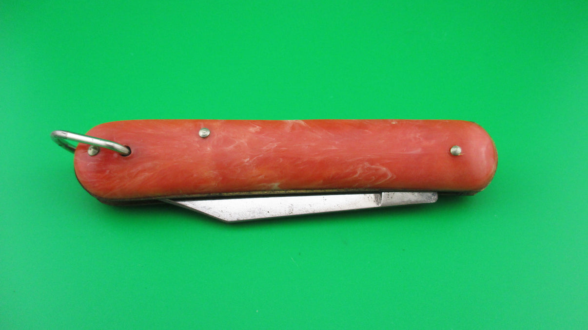 Edgemaster Fatjack Red Orange swirl vintage switchblade knife made USA ...