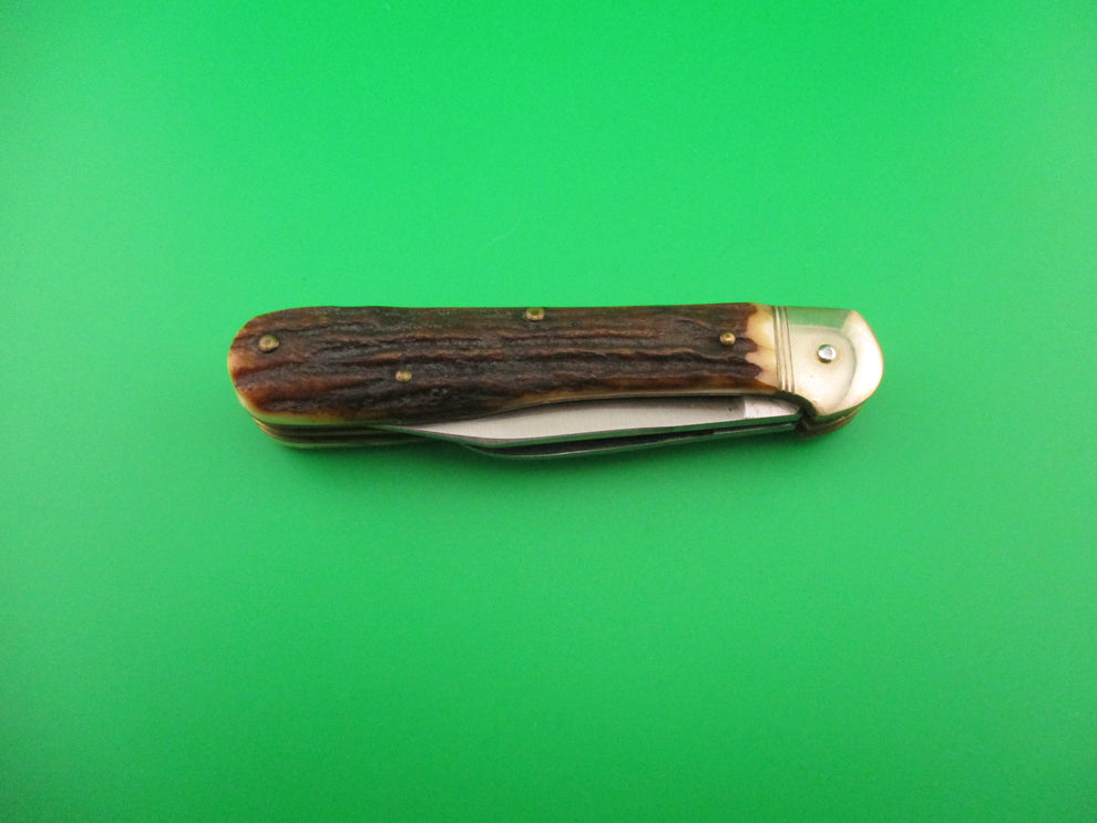 z Hubertus SOLINGEN 10cm German Stag Pen Blade release automatic knife ...