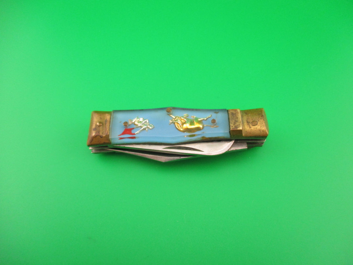 OMOR JAPAN 14cm Lever Bullfighter RARE 2 blade vintage automatic knife ...