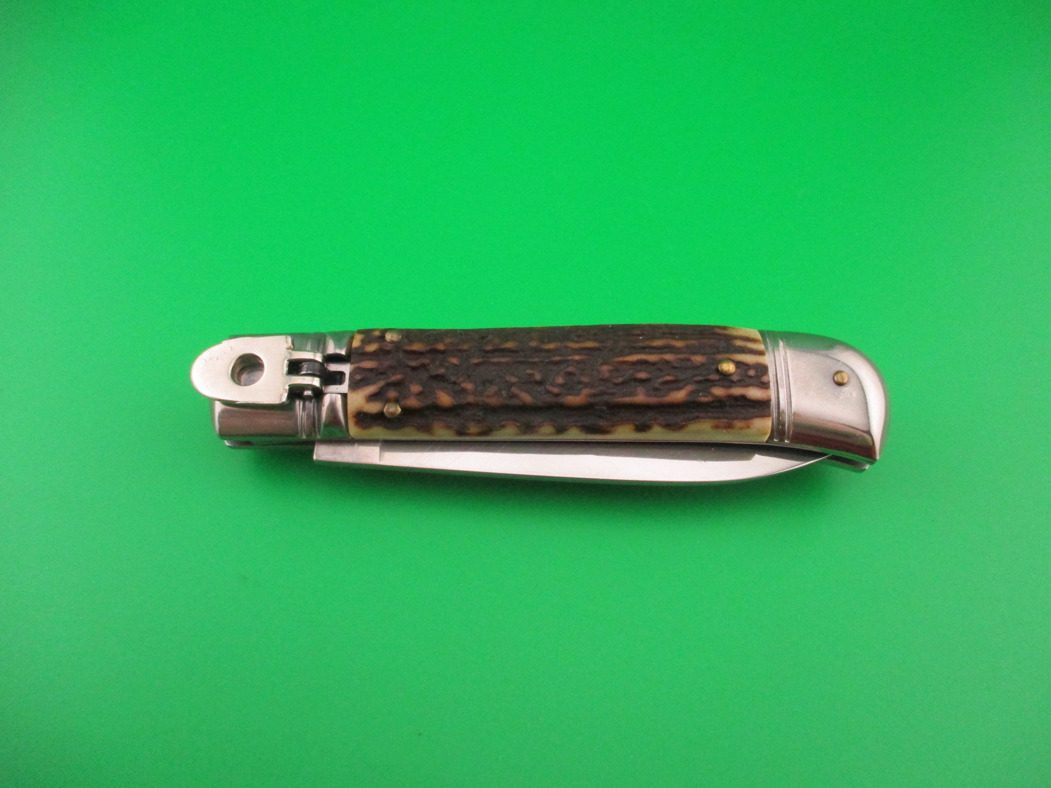 Sterile 20cm Italian Lever GOM Stag NOS automatic knife vintage 1980s ...