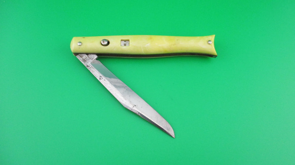 COLONIAL SHUR-SNAP Fishtail 1st Generation Yellow swirl switchblade kn ...