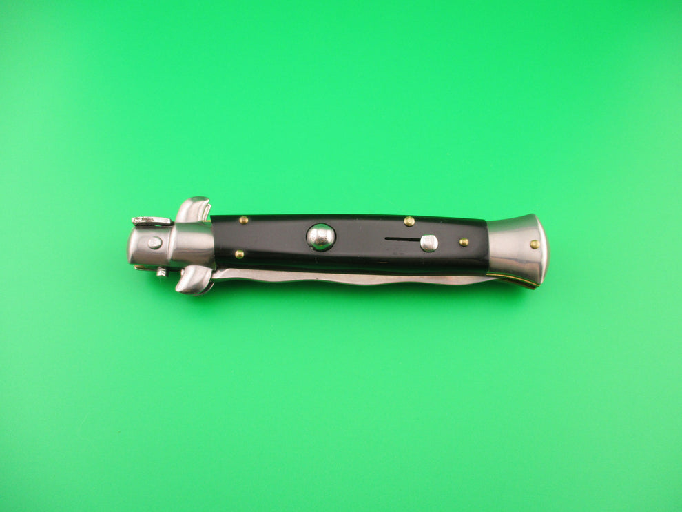 FRANK B 23cm Italian Kris Stiletto Black swivel bolster automatic knif ...