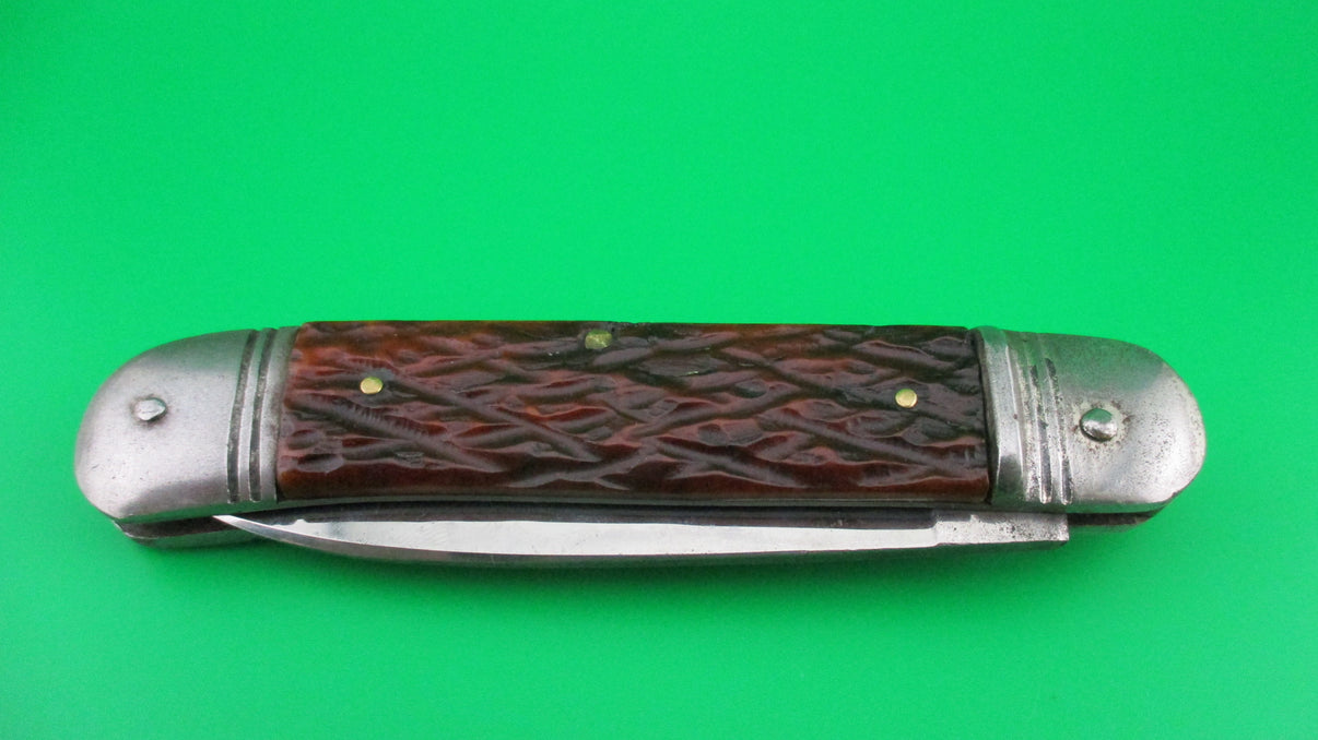 SOLINGEN GERMANY 20cm German Lever Jigged bone vintage automatic knife ...