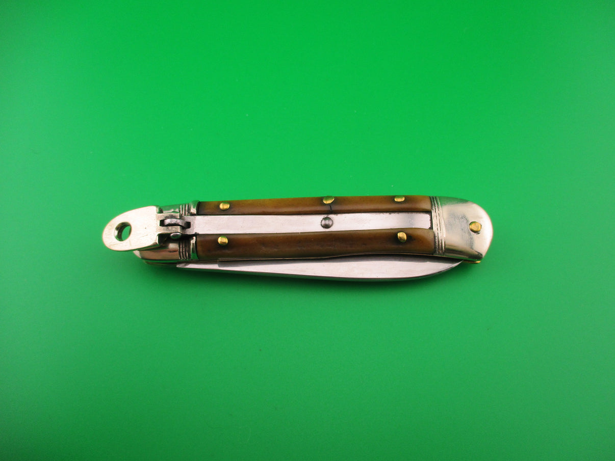 Bonsa SOLINGEN (slant) 10cm German Lever Stag vintage automatic knife ...