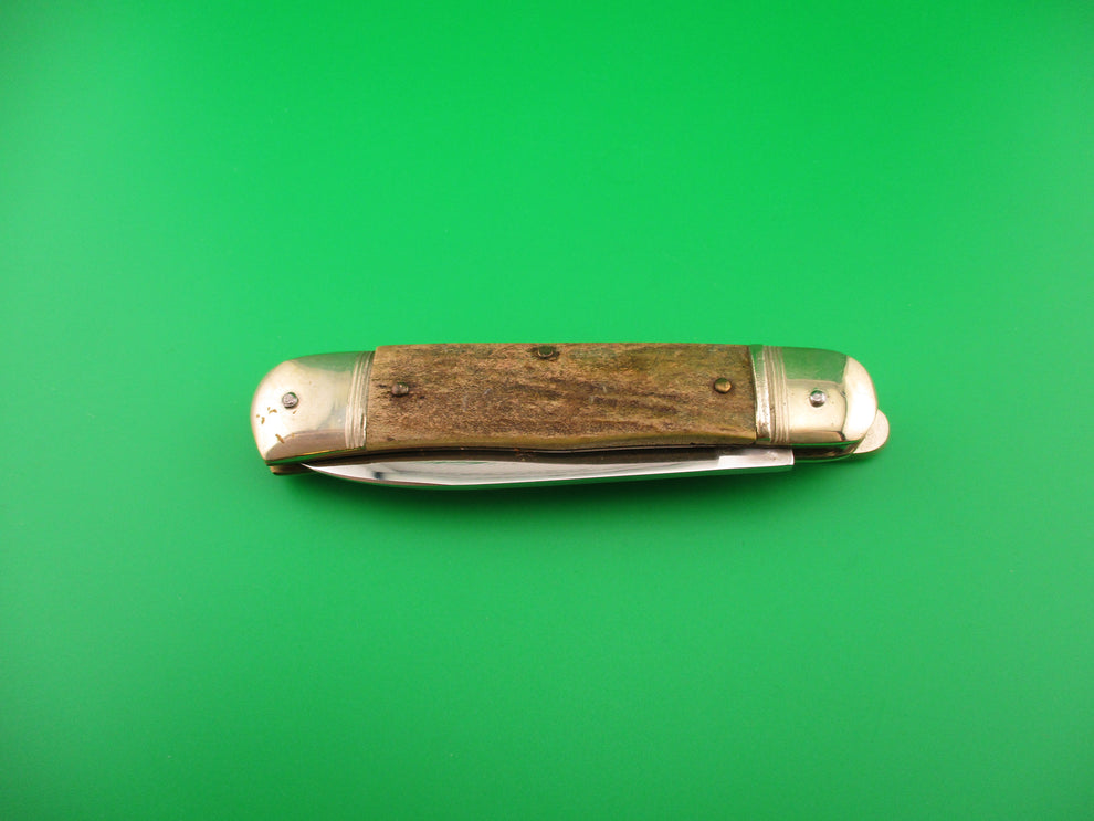 HUBERTUS SOLINGEN 11cm West German Lever Stag Camper automatic knife ...