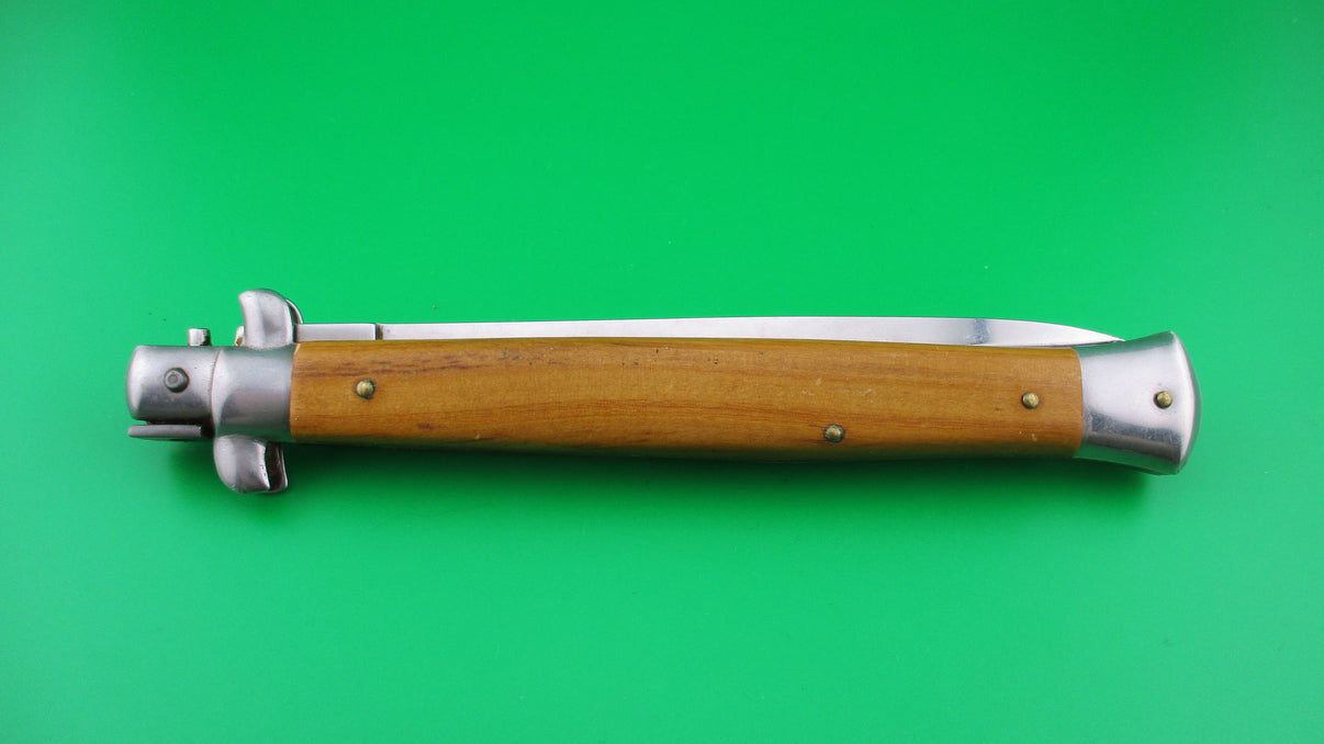AKC 33cm Italian Stiletto Dagger Olive wood swivel bolster switchblade ...