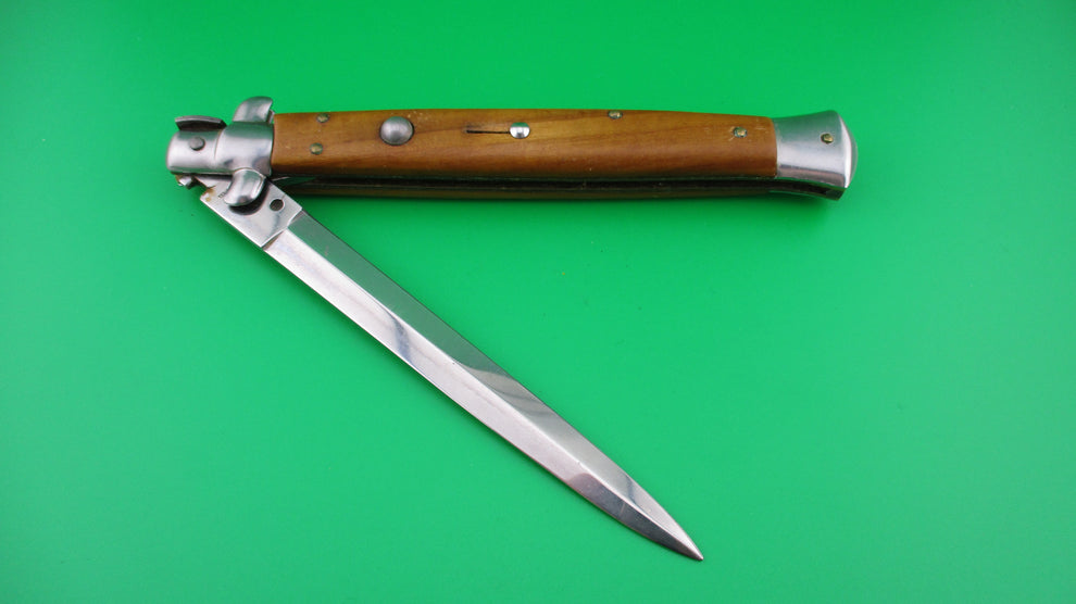 AKC 33cm Italian Stiletto Dagger Olive wood swivel bolster switchblade ...