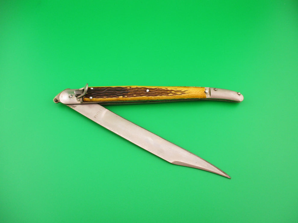TOLEDO 30cm Spanish Toothpick Lever Faux Stag vintage automatic knife ...
