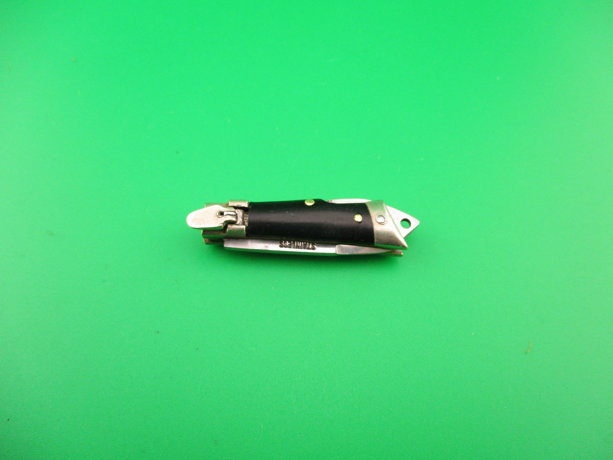STAINLESS 7cm Japanese Mini Lever Slant Bolster automatic keychain kni ...