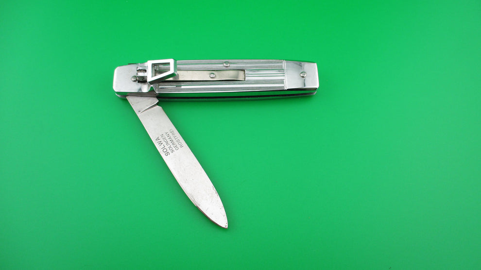 SOLWA SOLINGEN GERMANY ROSTFREI 18cm German Lever automatic knife ...