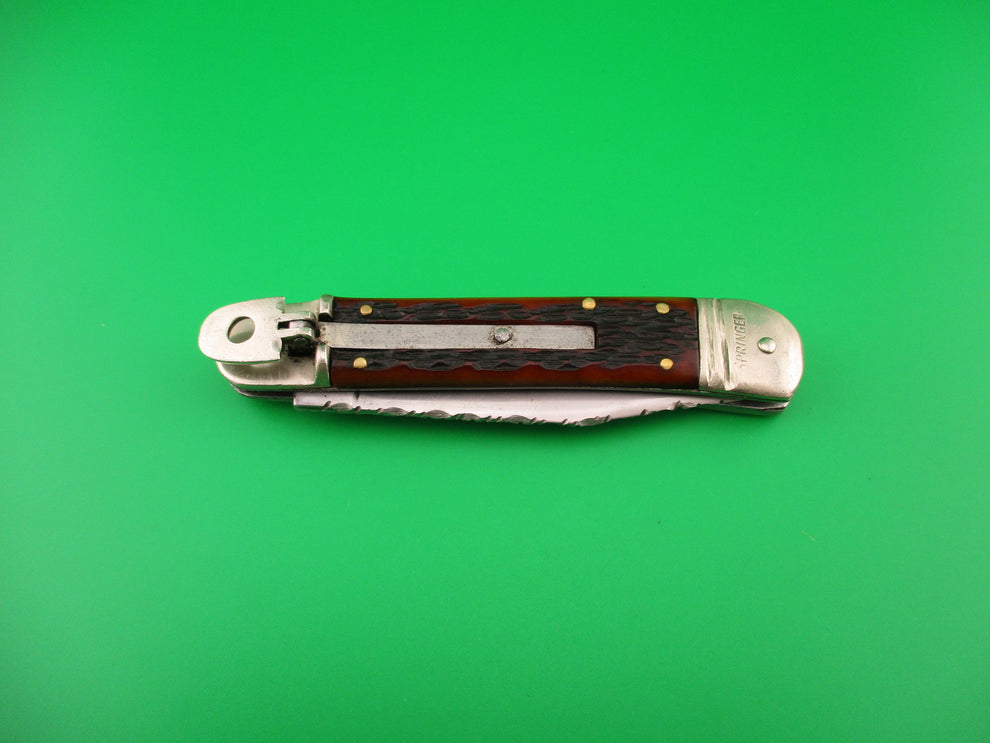 RC 10cm German Lever jigged bone SPRINGER automatic knife with file wo ...