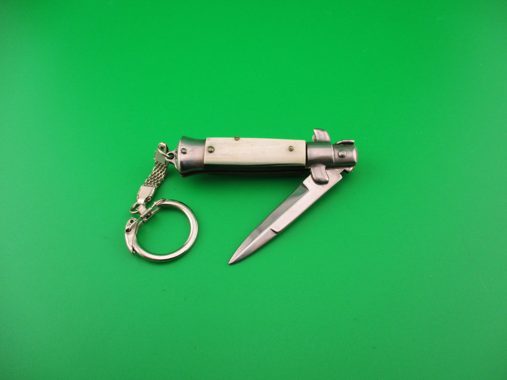 MADE IN ITALY 12cm Italian Large Keychain Swivel horn automatic knife ...