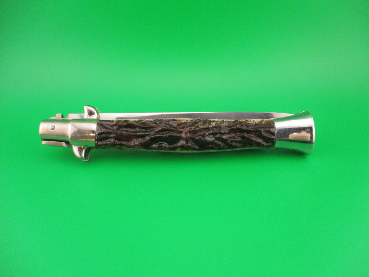 PAT 220374 INOX 28cm Spanish Faux Stag Stiletto Switchblade knife ...