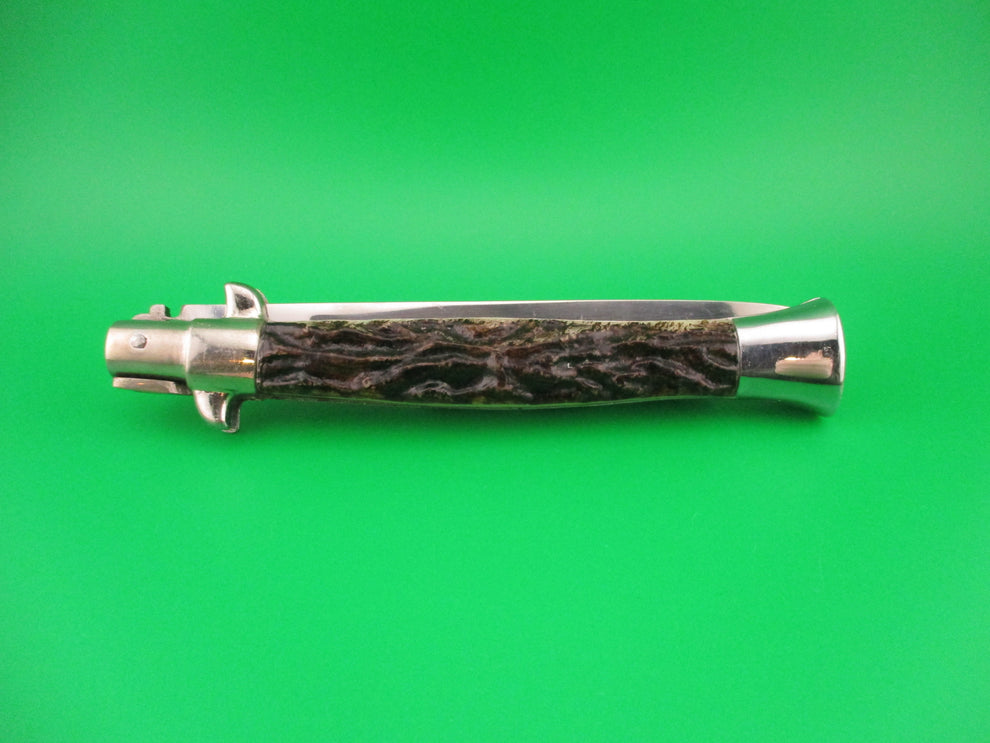 PAT 220374 INOX 28cm Spanish Faux Stag Stiletto Switchblade knife ...