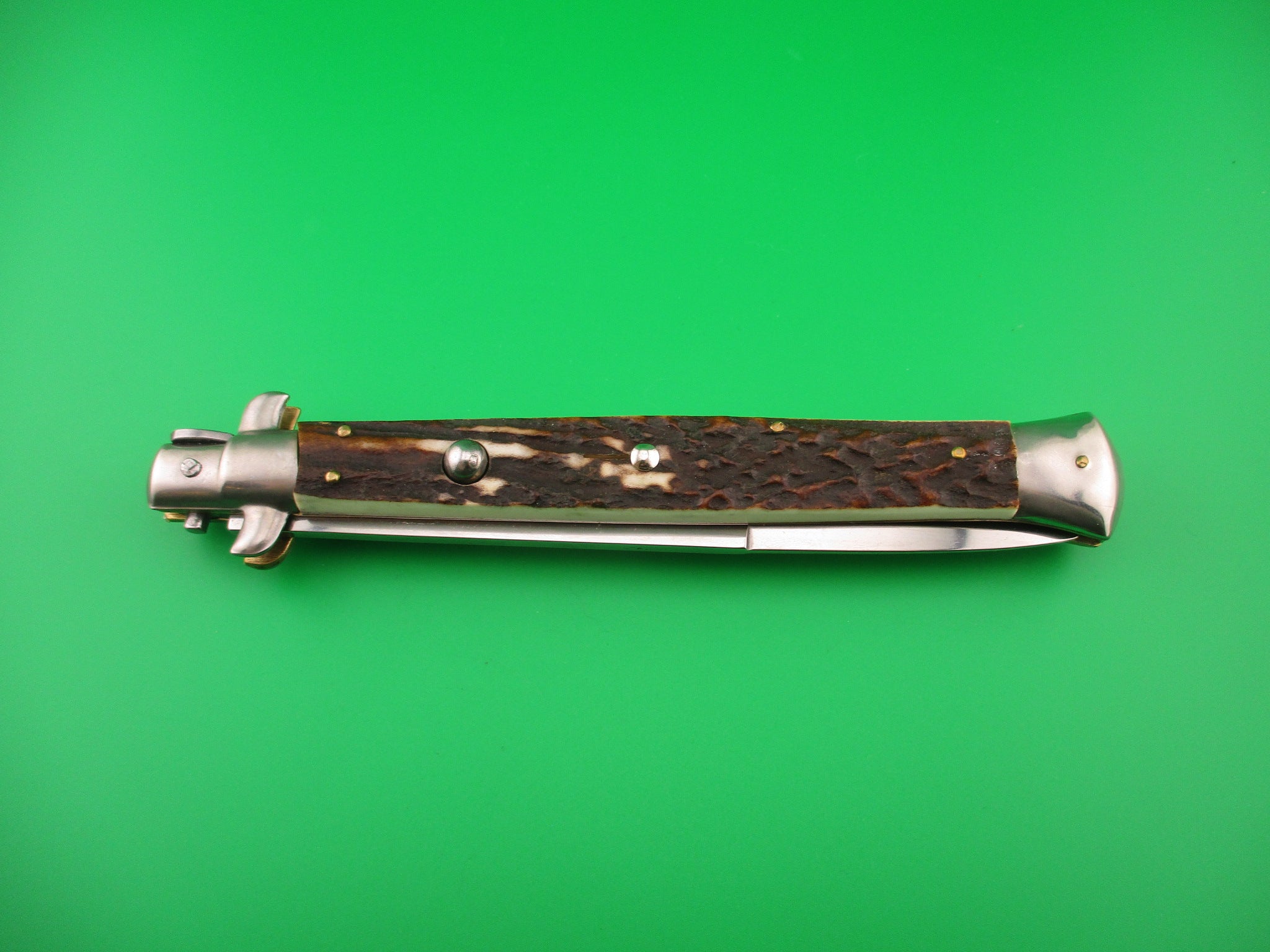 MANIAGO ITALY 33cm Italian Stag swivel nickel silver bolsters automatic ...