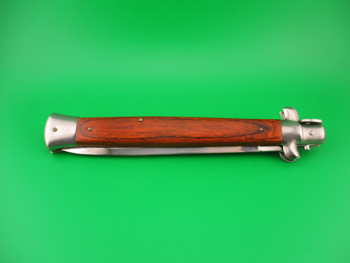 AKC MADE IN ITALY 33cm Italian stiletto wood swivel bolster switchblade ...