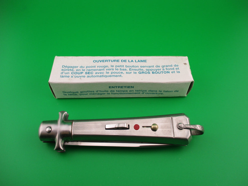 BARGEON 19cm French NOS All metal rectangle button automatic knife in ...