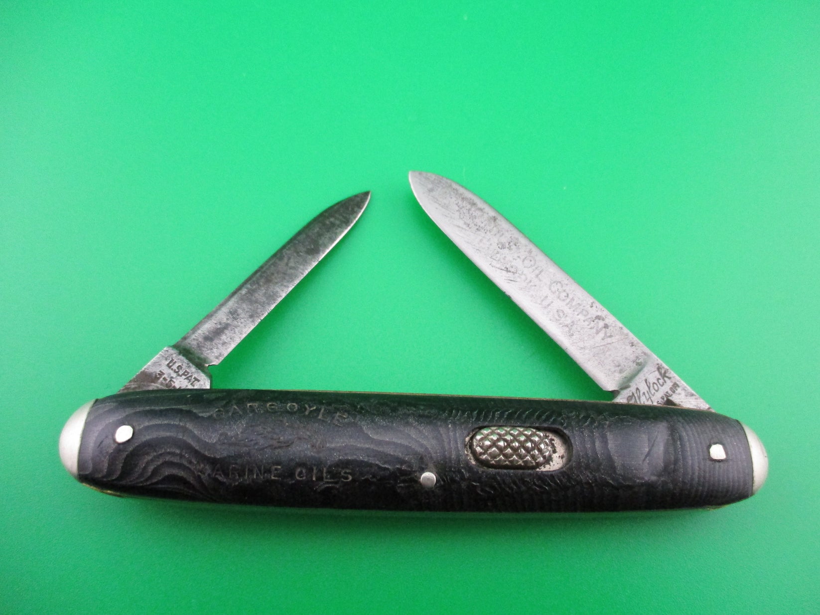 z Flylock Double "Gargoyle Marine Oils" switchblade – Apple Valley Knives