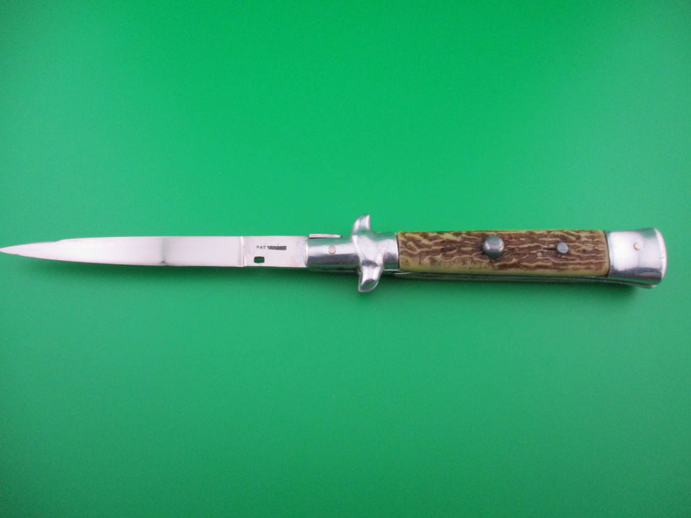 Spanish Stiletto switchblade faux stag – Apple Valley Knives