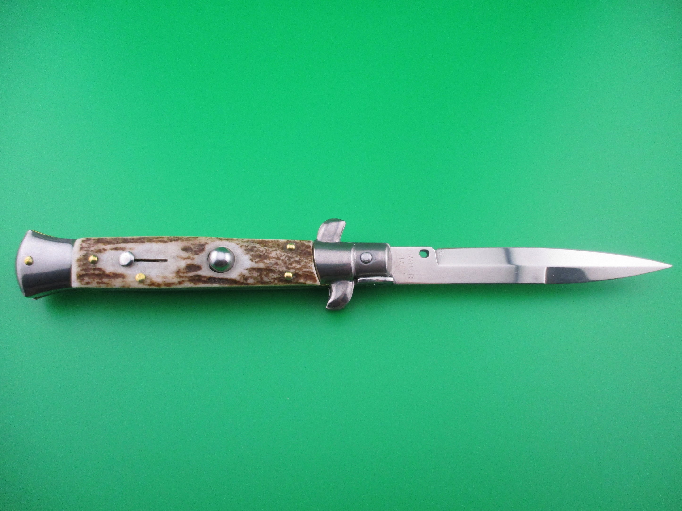 z Frank B 23cm Italian 9 inch Stag swivel bolster automatic knife ...