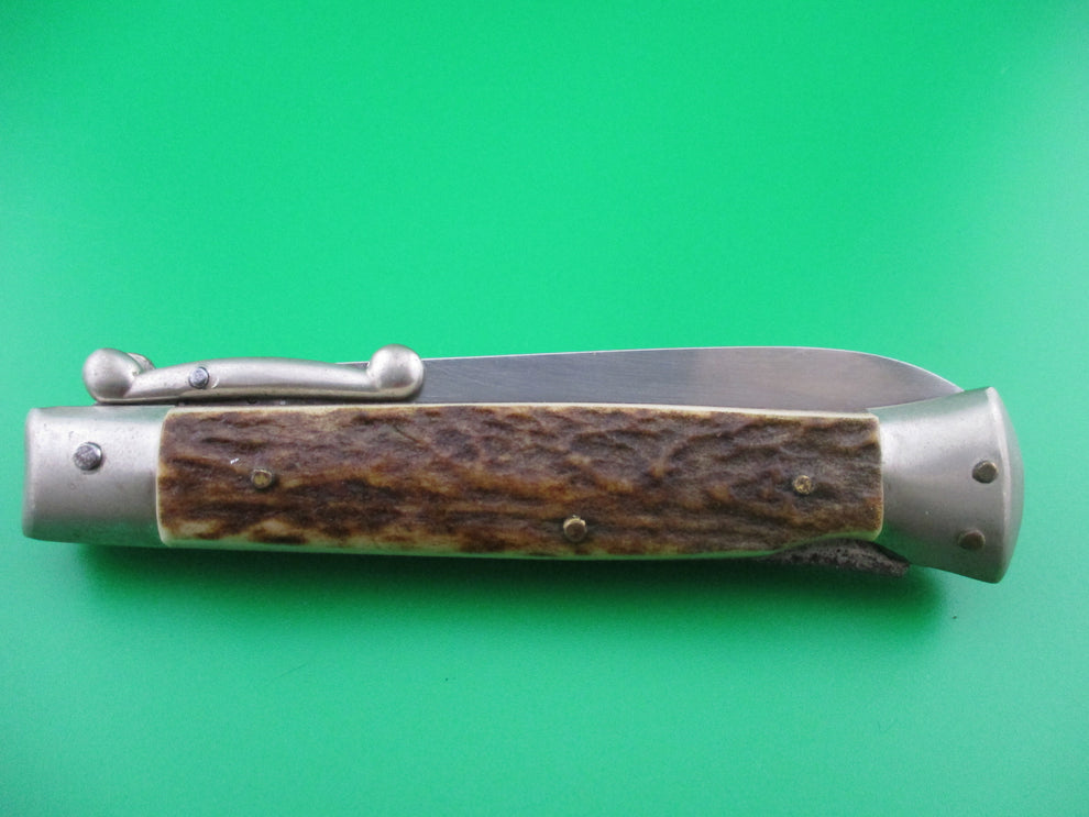 Rostfrei PATENT 19cm Italian Stag Swing guard 60s vintage switchblade ...