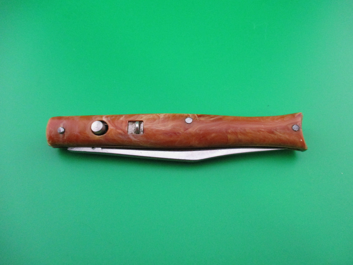 z Edgemaster Fishtail Tan swirl automatic knife – Apple Valley Knives