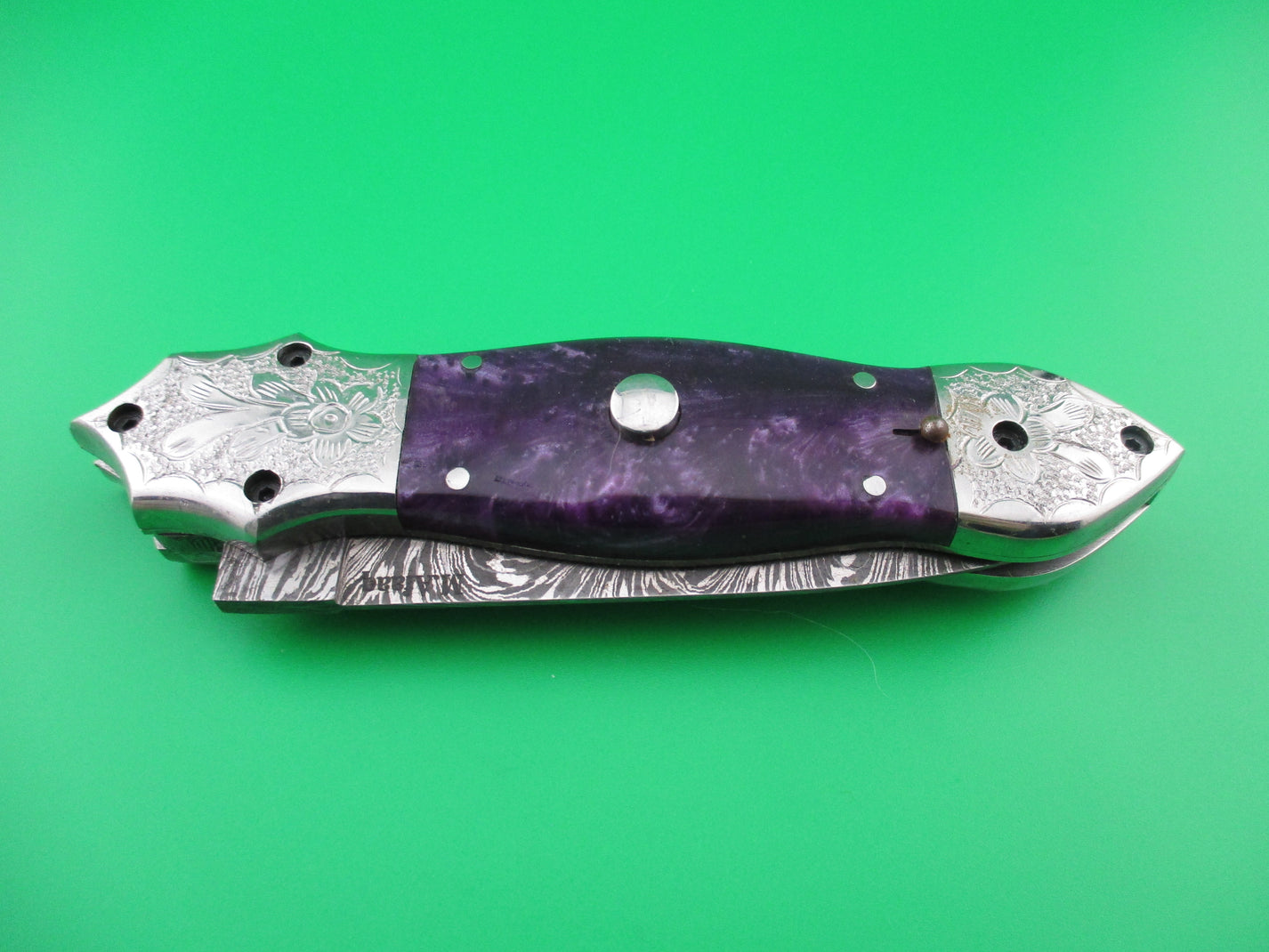 z Damascus Purple Custom switchblade – Apple Valley Knives