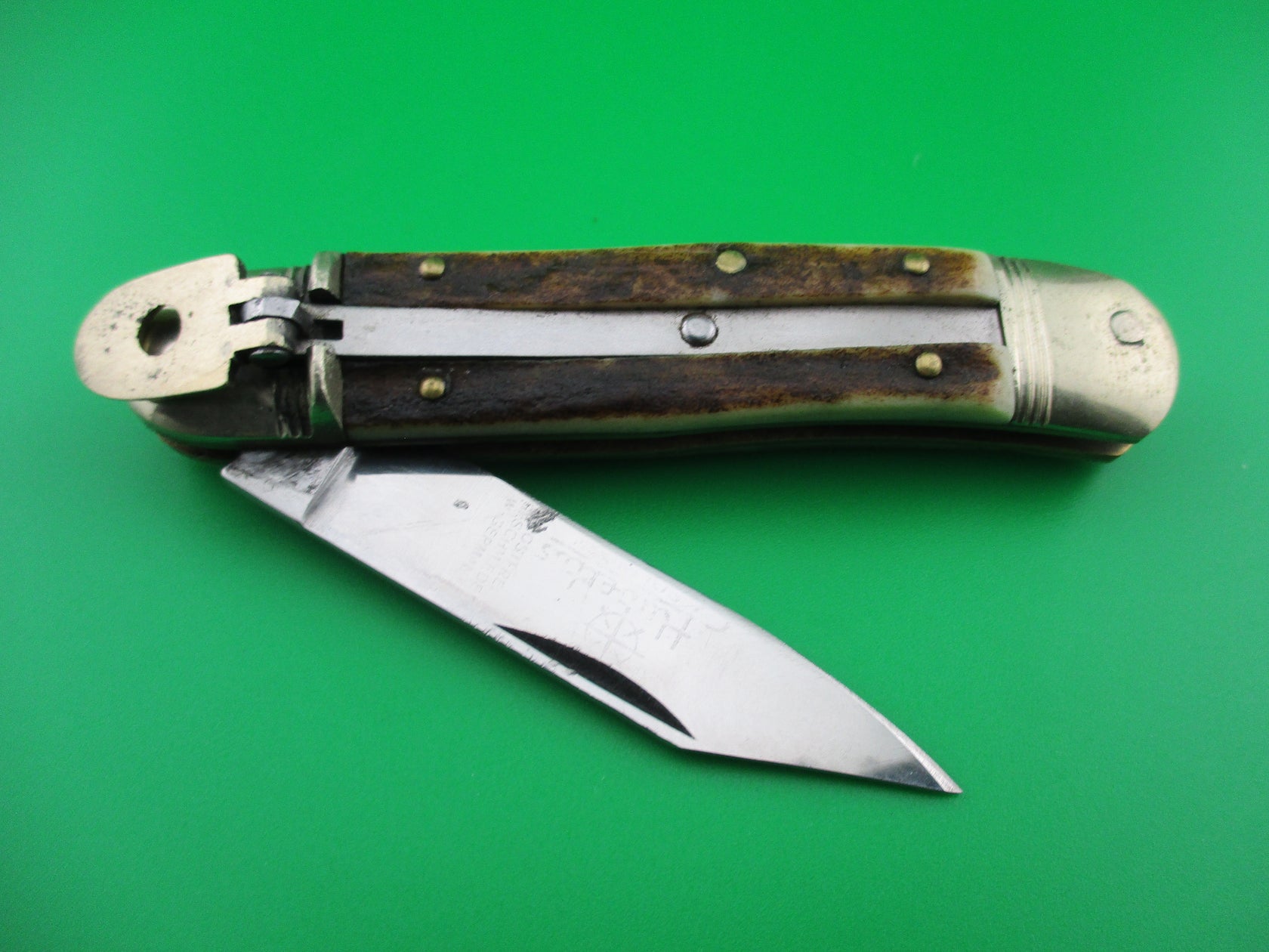 Hubertus 8cm West German Lever Liliput Stag automatic knife – Apple ...