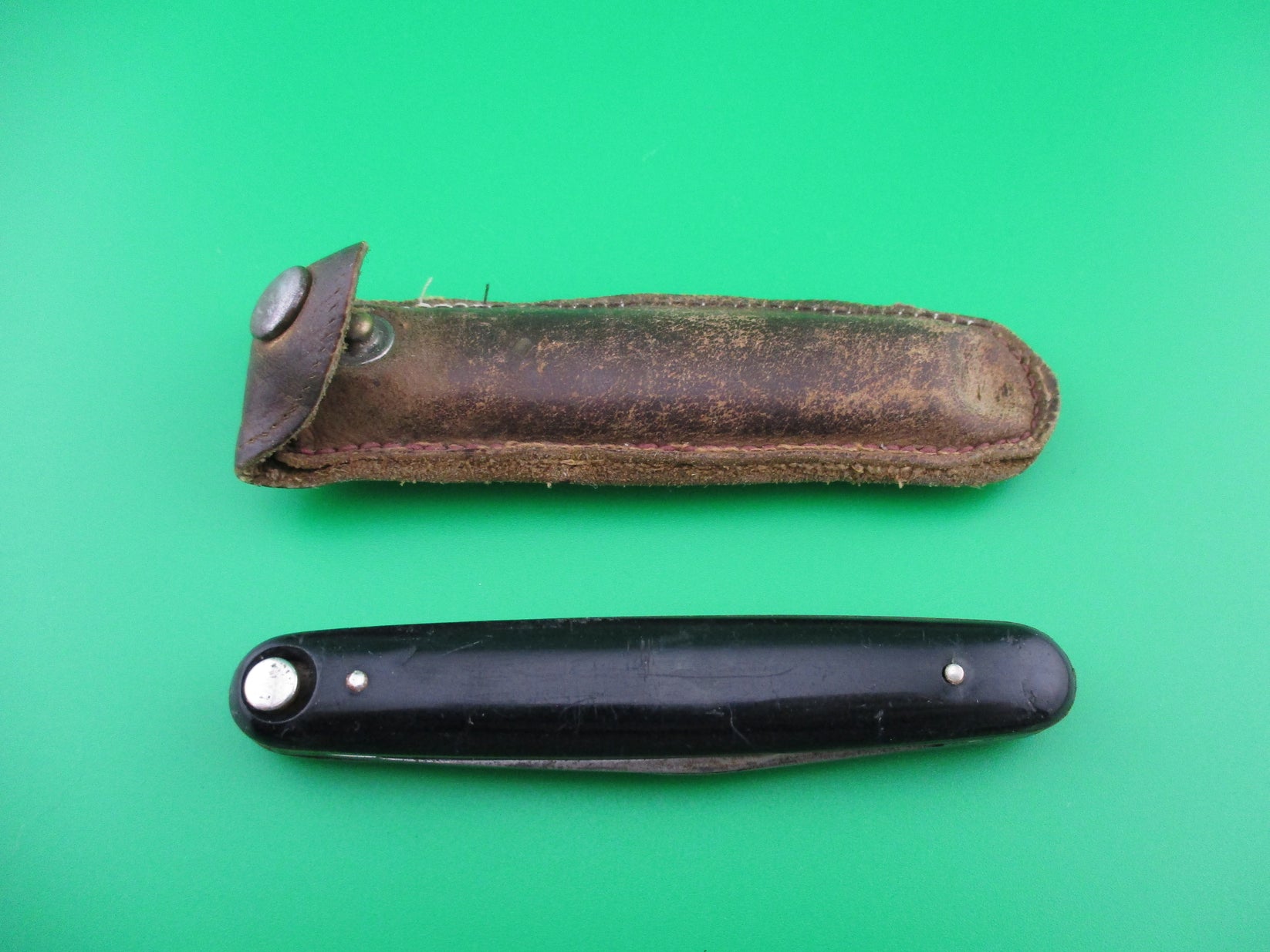 z Press Button Knife Co medium double Black switchblade w/ original pu ...