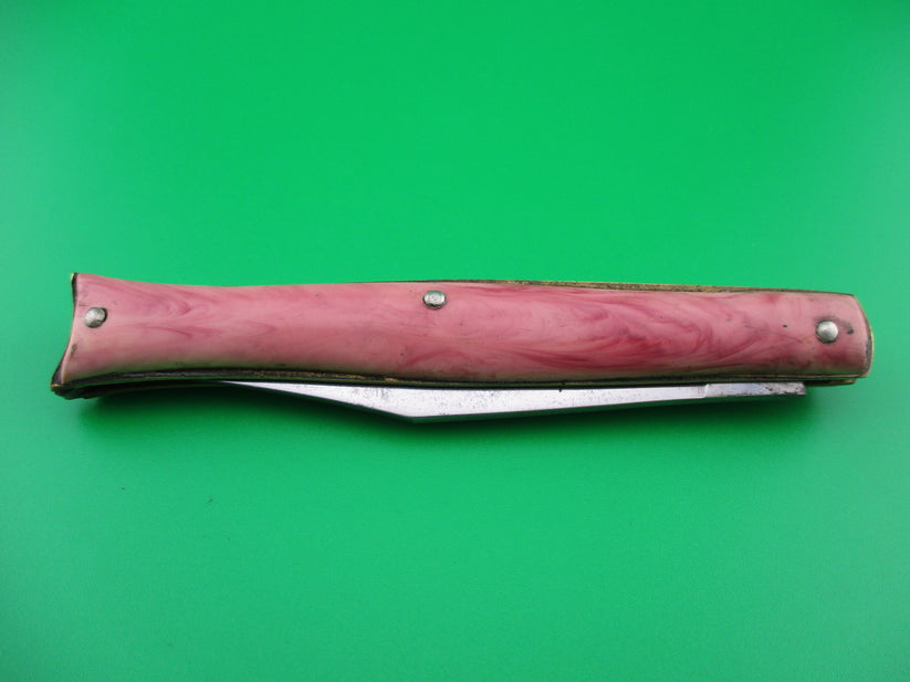 Edgemaster Fishtail Pink swirl Vintage switchblade knife – Apple Valley ...
