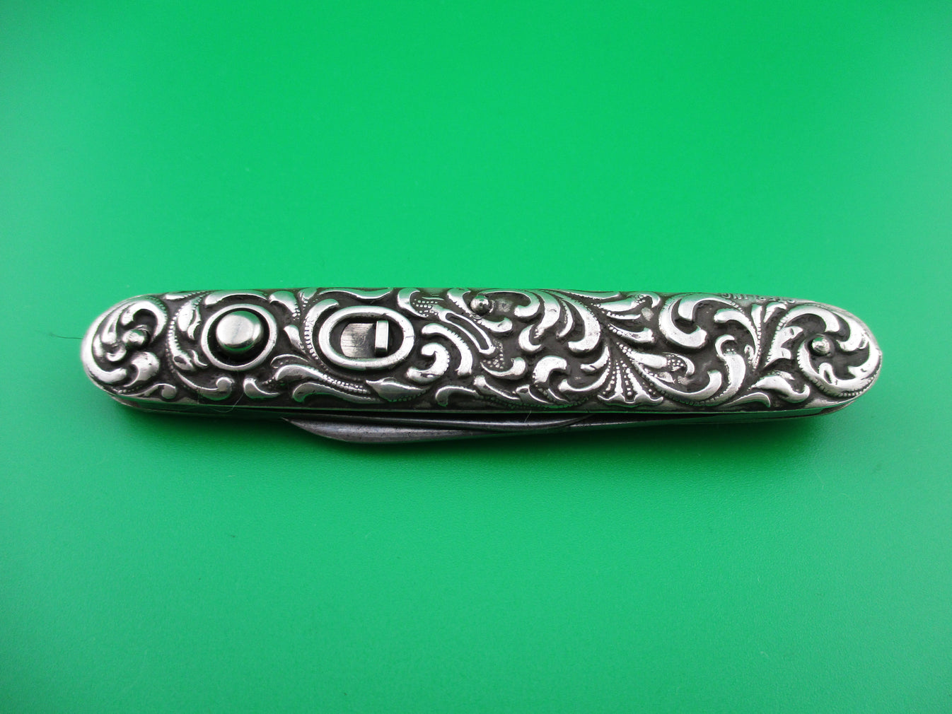 Schrade Cut Co medium double Sterling Silver Scroll switchblade knife ...