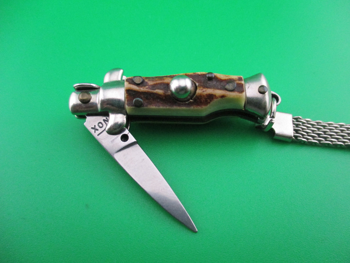 z INOX ITALY Vintage Italian Stag Stiletto Keychain automatic knife ...