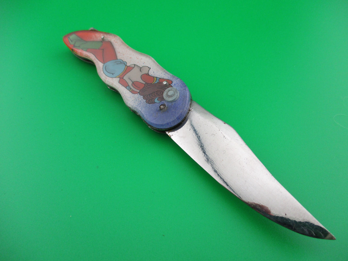 Russian Prison knife Attractive Woman Pinup switchblade light blue ski ...
