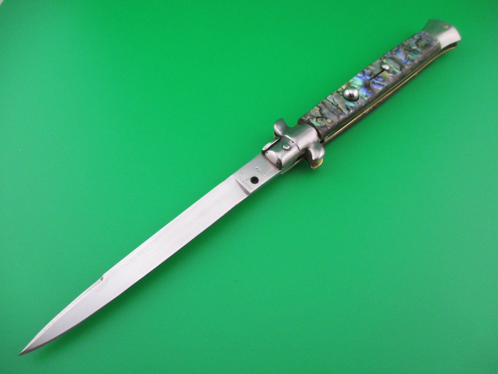 z INOX 28cm Vintage Italian Swivel bolster Abalone Stiletto switchblad ...