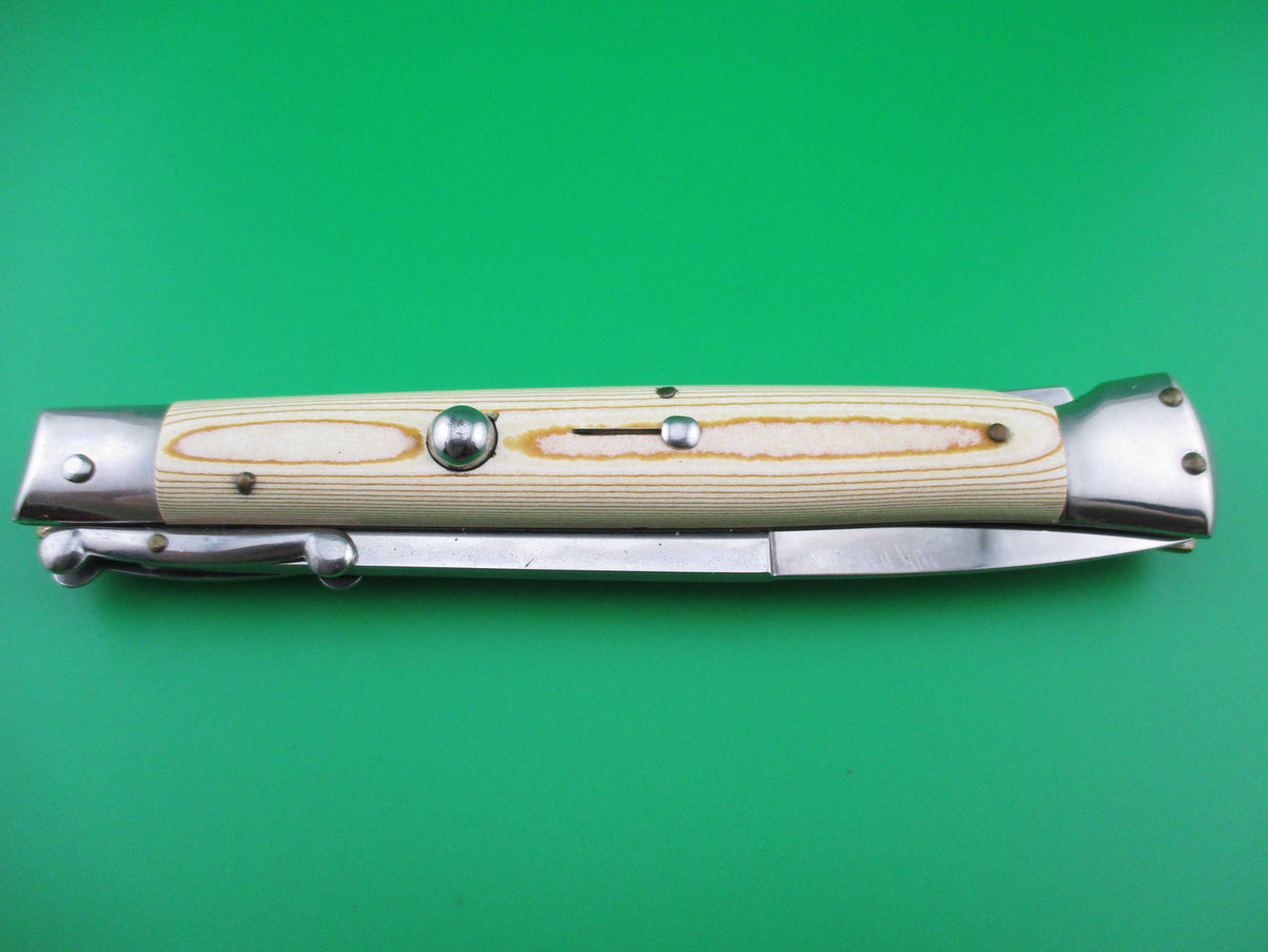 z Frank B Italian 11 inch Swing Guard Woodgrain Micarta switchblade kn ...