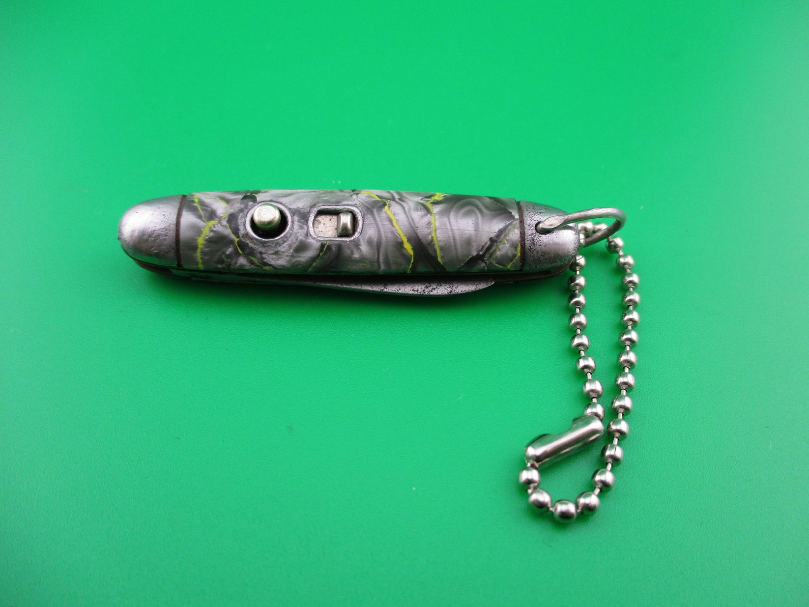 z Imperial Jackomatic Jr Keychain switchblade Gray Pearl Yellow swirl ...