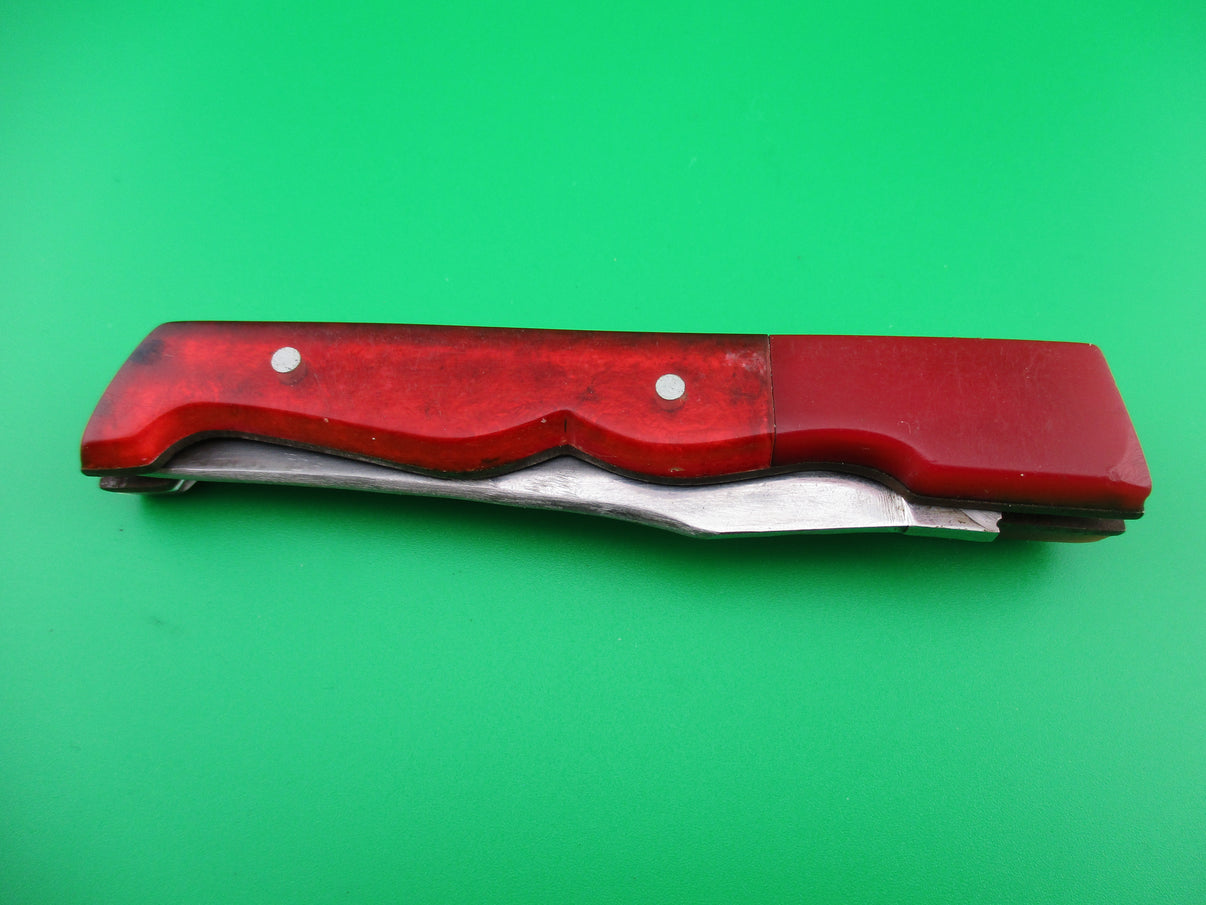 RPK 19cm Russian Prison Knife Red translucent handled automatic knife ...
