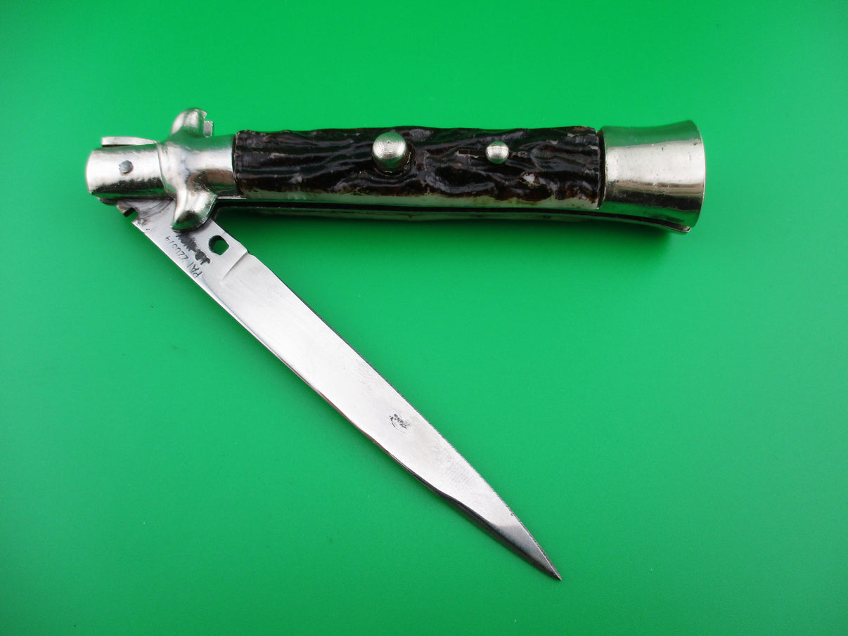 JB INOX PAT 220374 Spanish Faux Stag Stiletto Switchblade knife – Apple ...