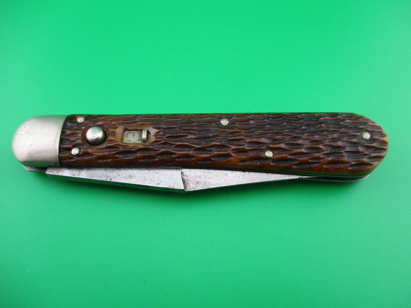 z SCHRADE CUT CO 1613 3/4 Hunting Knife Saber Grind bone vintage switc ...