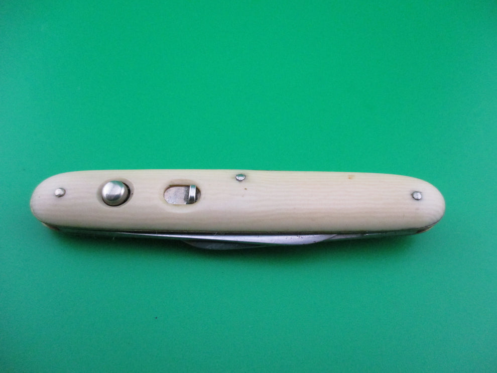 WADE & BUTCHER Ivory Celluloid Double switchblade knife w/ purse ...