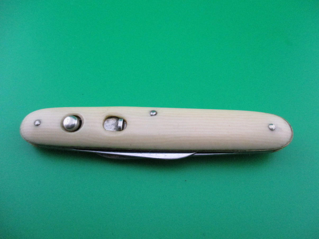 WADE & BUTCHER Ivory Celluloid Double switchblade knife w/ purse ...