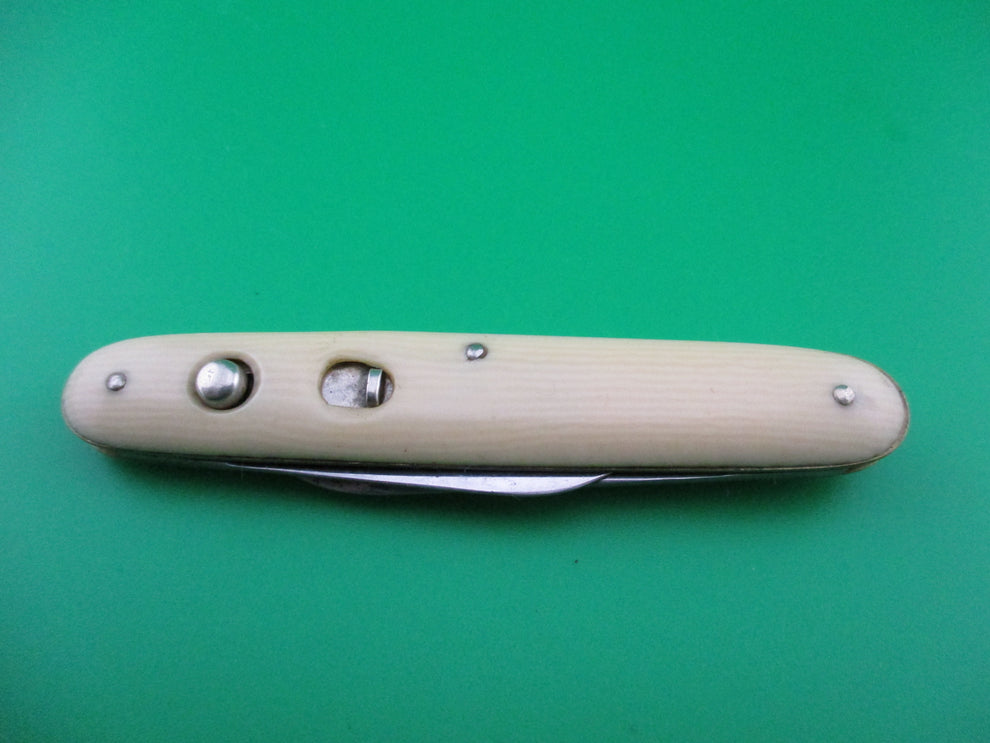 WADE & BUTCHER Ivory Celluloid Double switchblade knife w/ purse ...