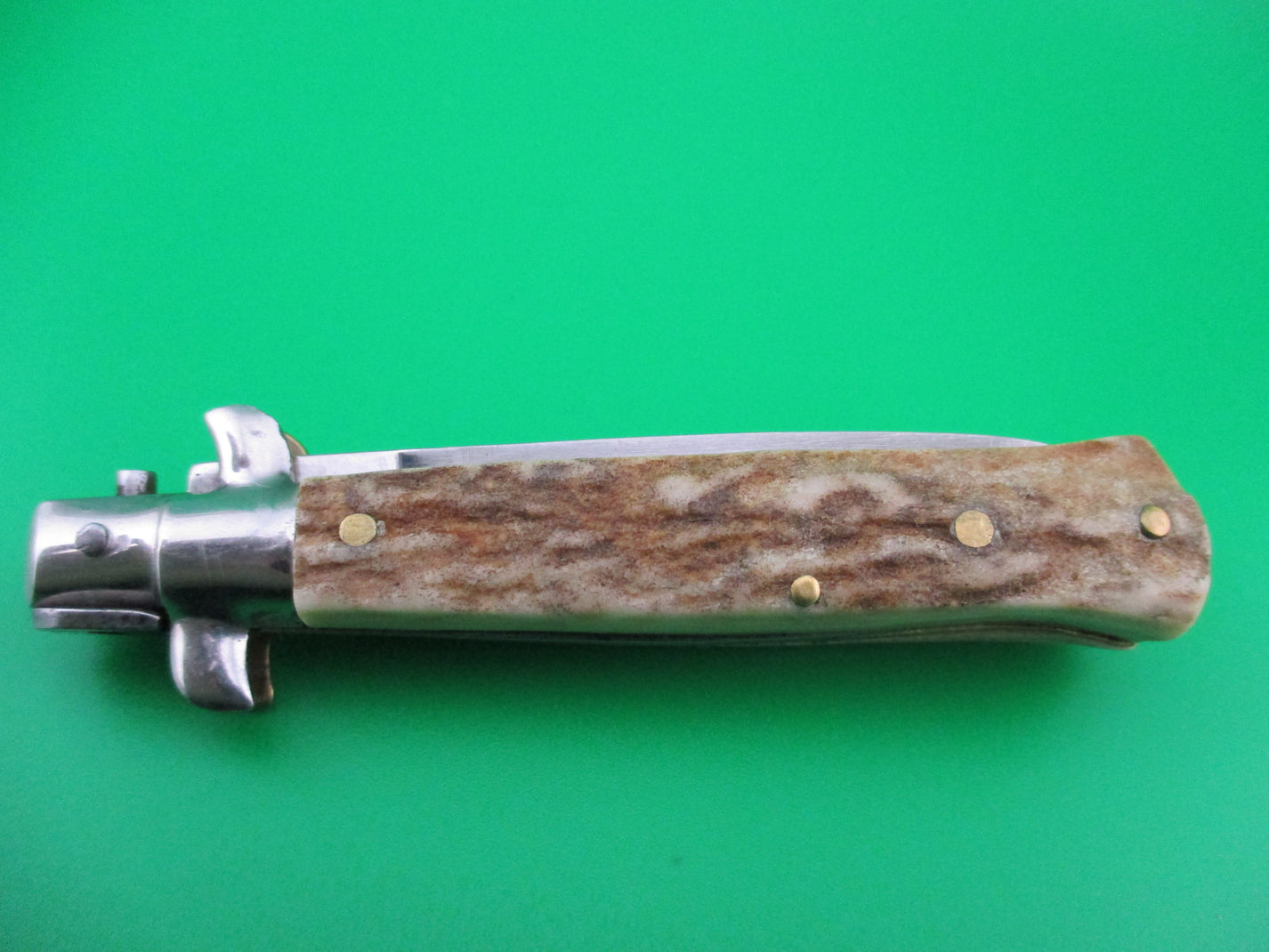 Rostfrei 16cm Italian Stiletto Stag automatic knife shadow tail – Apple ...