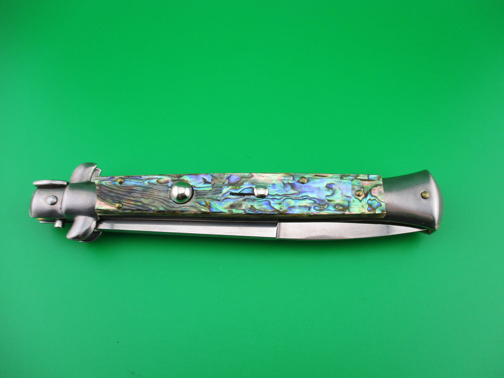 z FRANK B 28cm Italian genuine ABALONE Stiletto switchblade knife ...