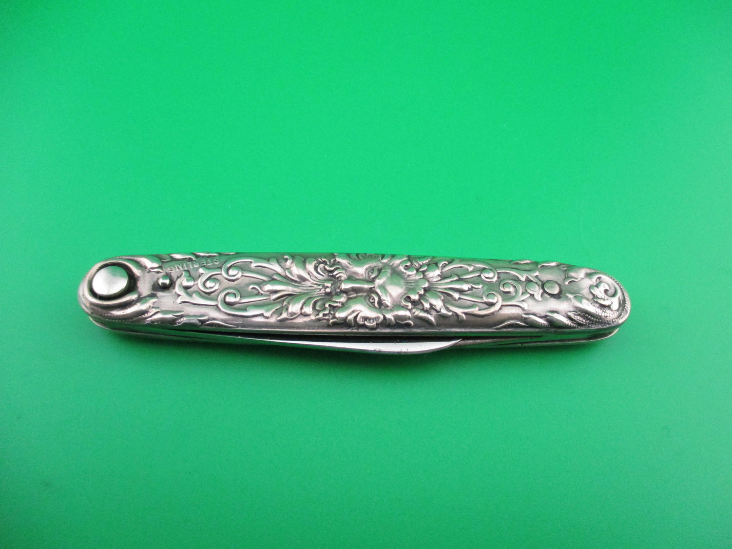 z Press Button Knife Co Medium double Sterling Silver Satyr switchblad ...
