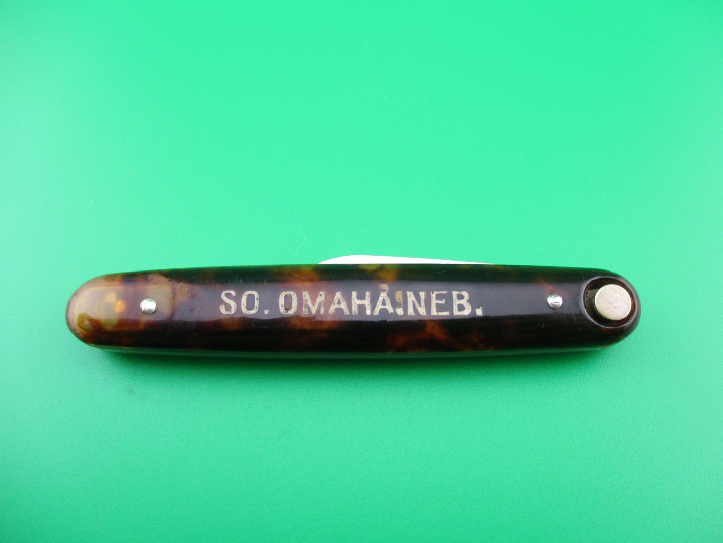 z Press Button Knife Co medium double Tortoise celluloid automatic kni ...