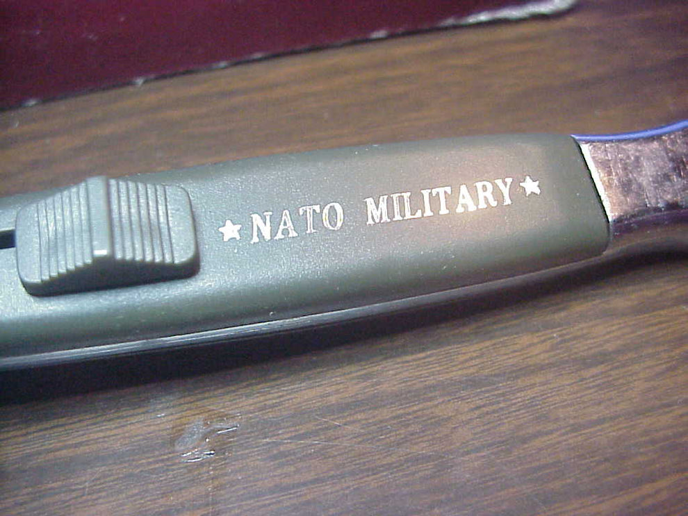 NATO MILITARY OTF 20cm STAINLESS ROSTFREI Green & Silver DA switchblad ...